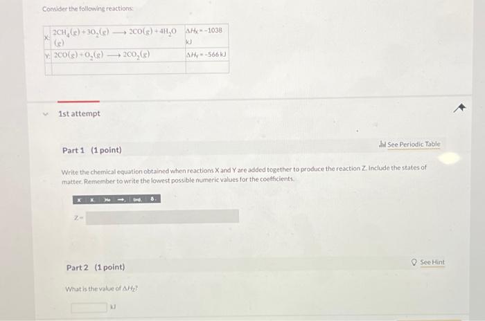 Solved Consider the following reactions: Ist attempt Part 1 | Chegg.com