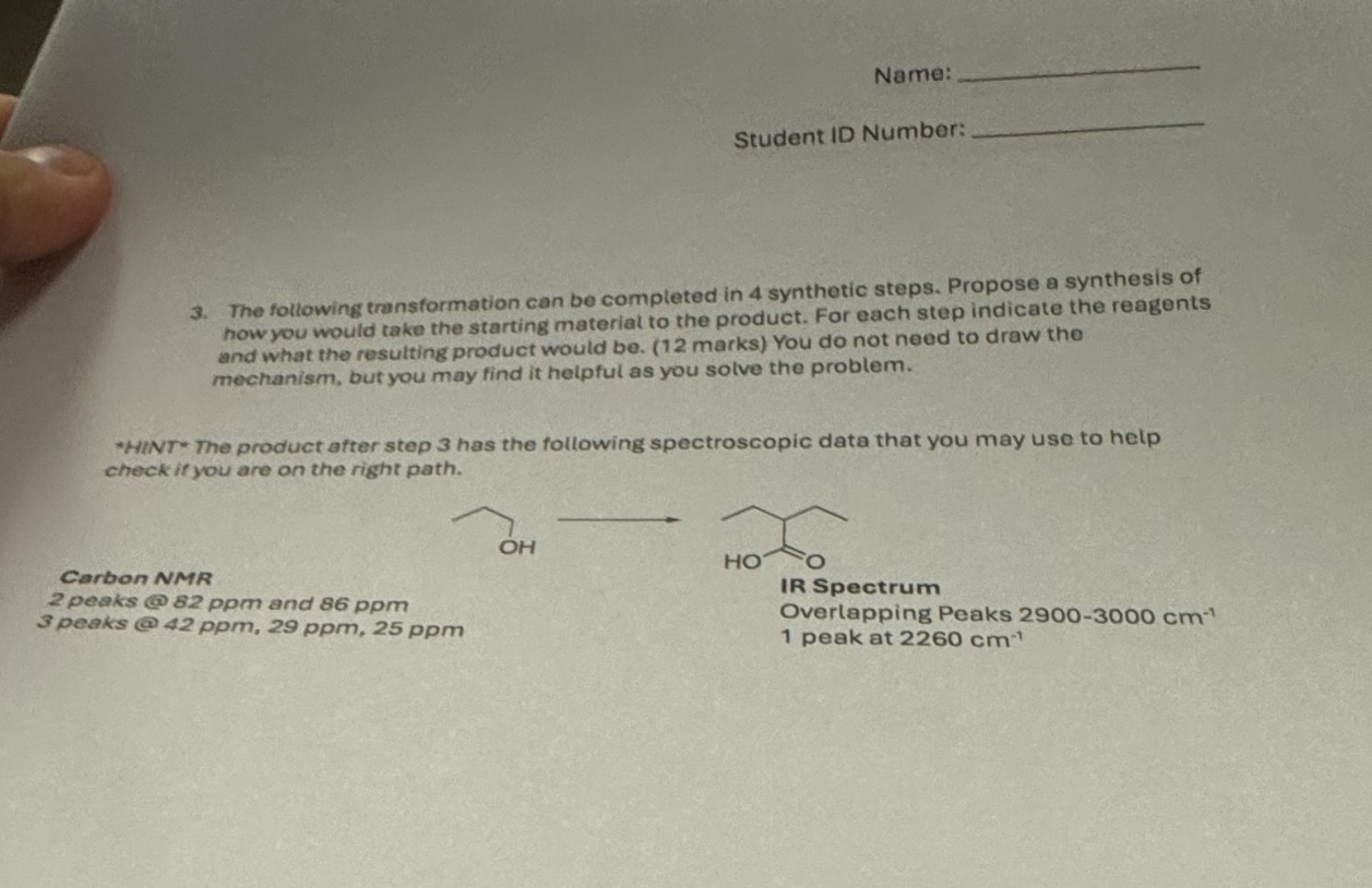 Solved Name:Student ID Number 3. ﻿The following | Chegg.com