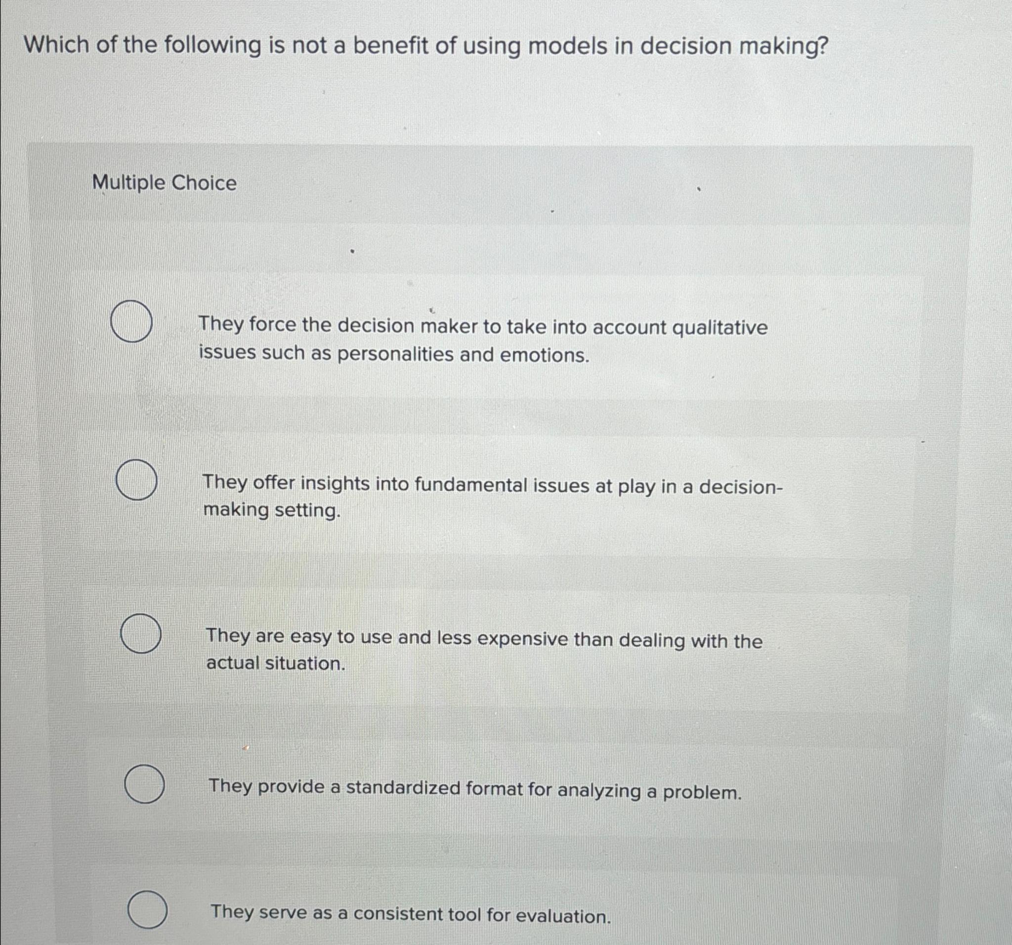 Solved Which of the following is not a benefit of using | Chegg.com