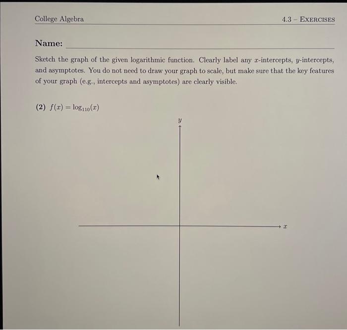 Sketch the graph of the given logarithmic function. | Chegg.com