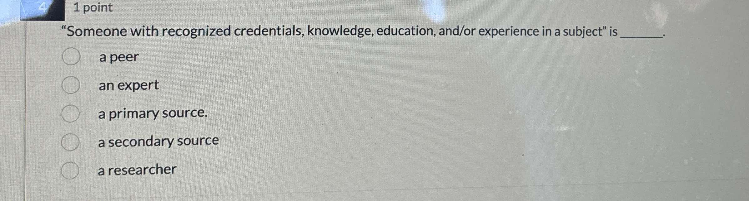 Solved 1 ﻿point"Someone with recognized credentials, | Chegg.com
