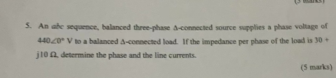Solved An abe sequence, balanced three-phase Δ-connected | Chegg.com