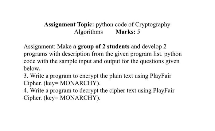 Solved Assignment Topic: python code of Cryptography | Chegg.com