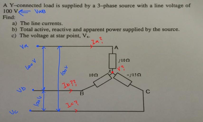 Solved A Y-connected load is supplied by a 3-phase source | Chegg.com