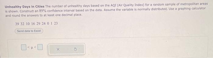 Solved Unhealthy Days in Cities The number of unhealthy days | Chegg.com