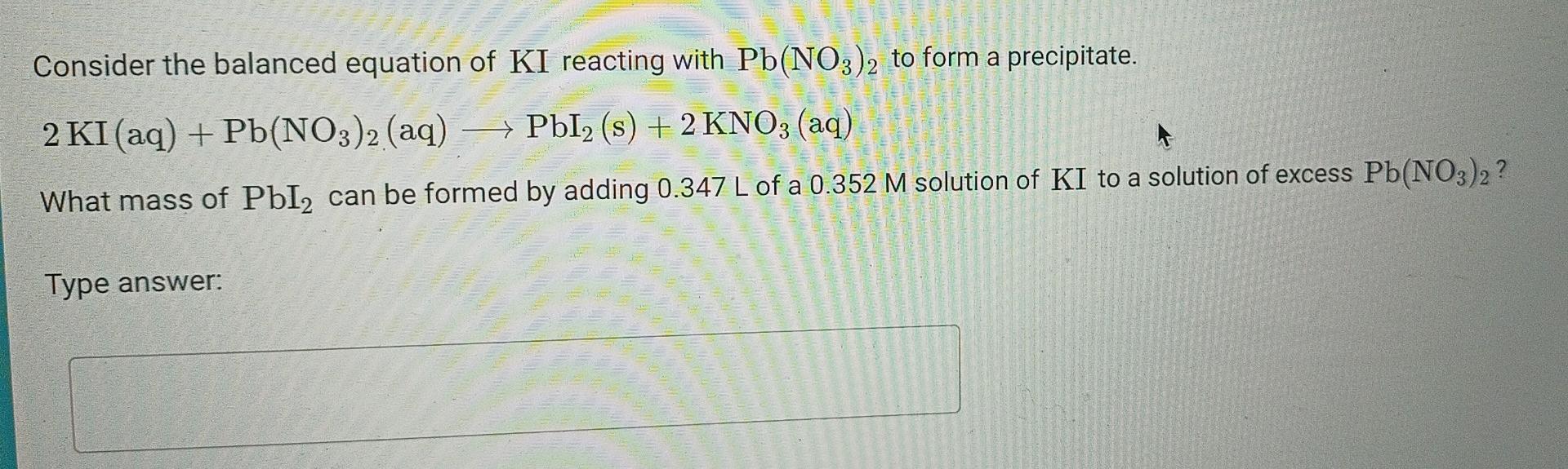 Solved Consider the balanced equation of KI reacting with | Chegg.com