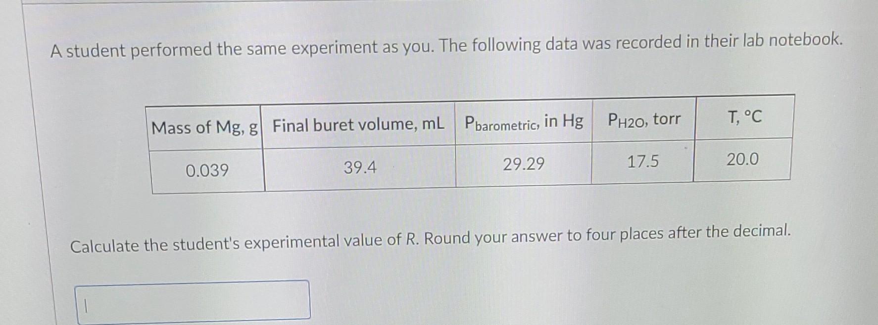Solved A student performed the same experiment as you . The | Chegg.com