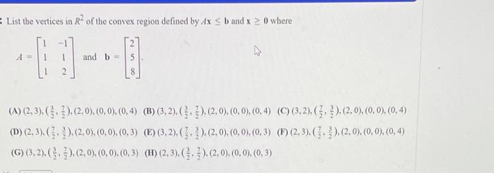 Solved List the vertices in R2 of the convex region defined | Chegg.com