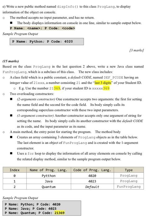 Solved public class ProgLang {// represent Programming | Chegg.com