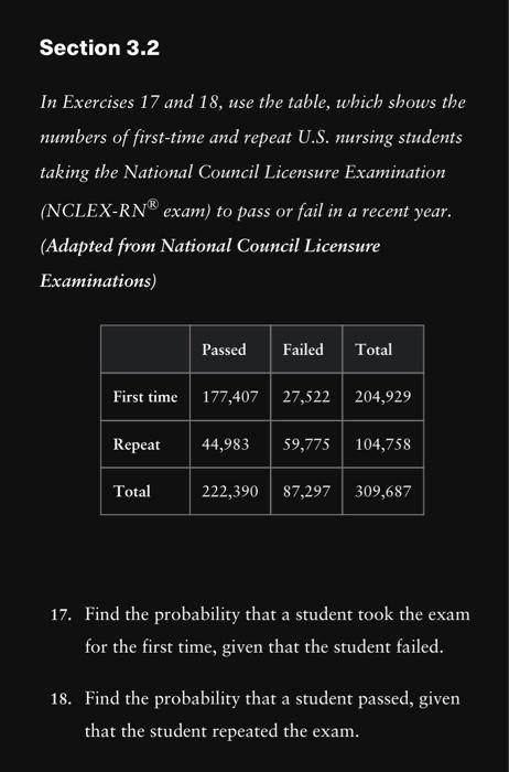 Section 3.2 In Exercises 17 and 18, use the table, | Chegg.com