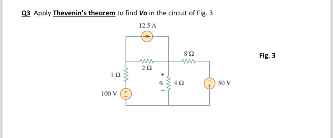 Solved Q3 ﻿Apply Thevenin's theorem to find Vo ﻿in the | Chegg.com