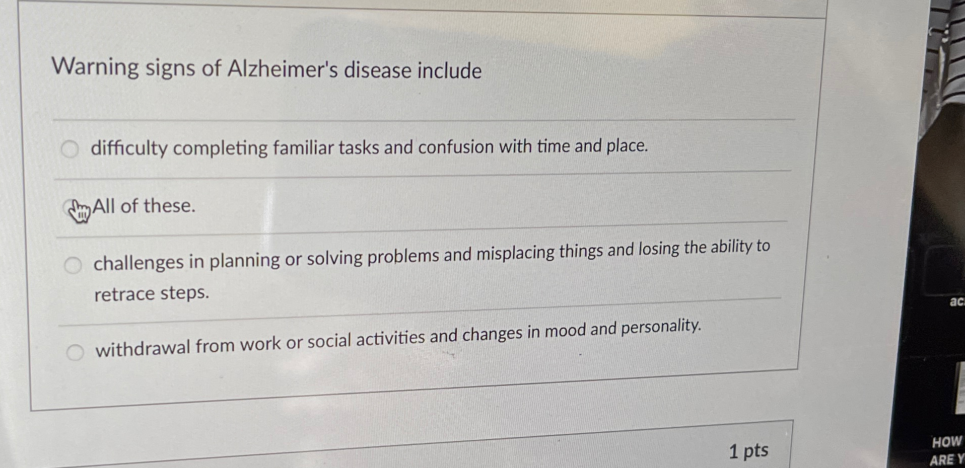 Solved Warning signs of Alzheimer's disease | Chegg.com