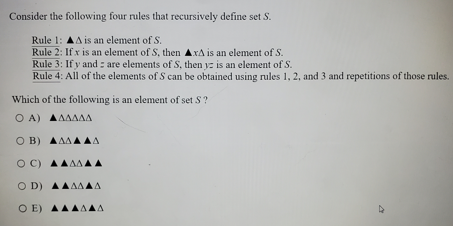 Solved Consider the following four rules that recursively | Chegg.com