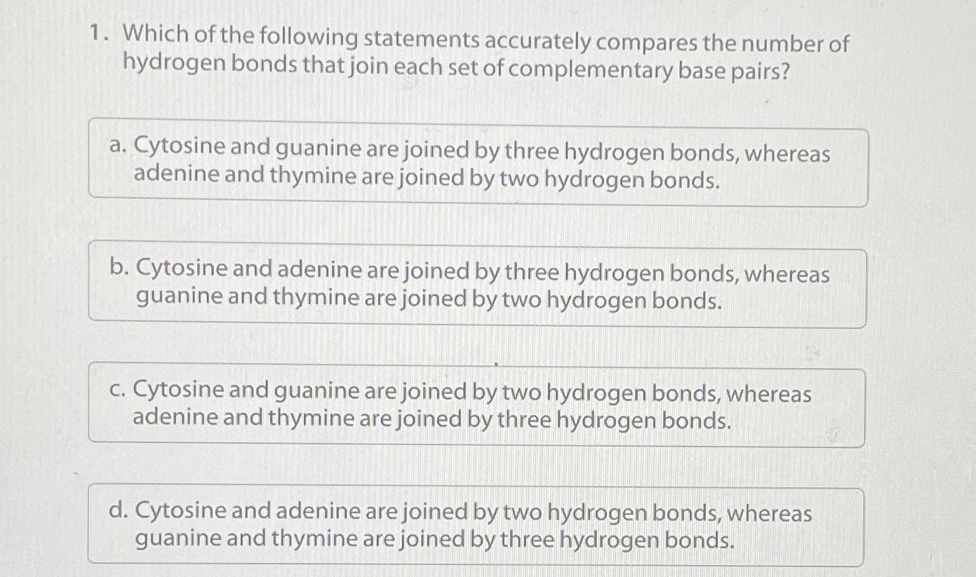 Solved Which of the following statements accurately compares | Chegg.com