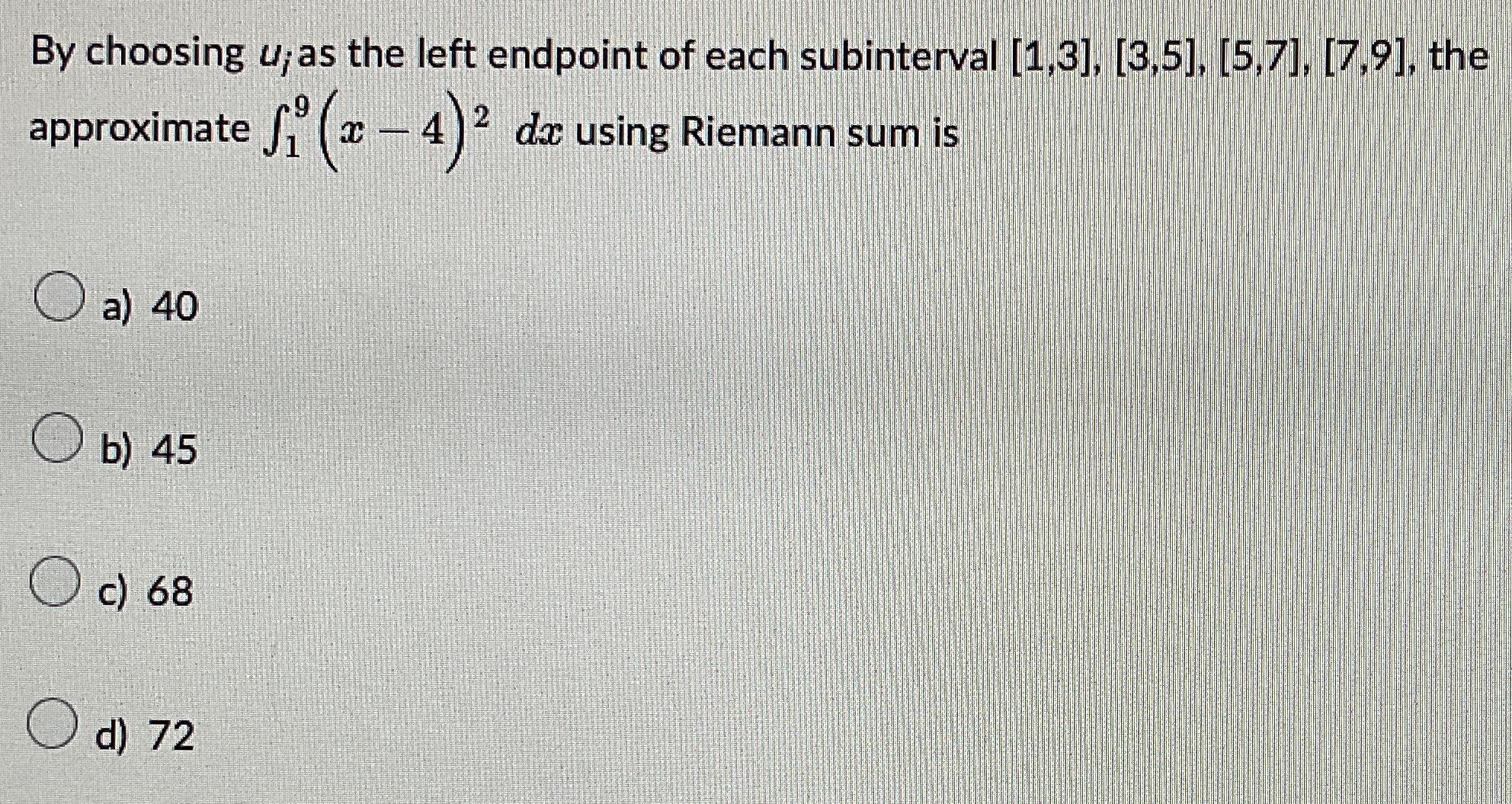 Solved By choosing uj ﻿as the left endpoint of each | Chegg.com