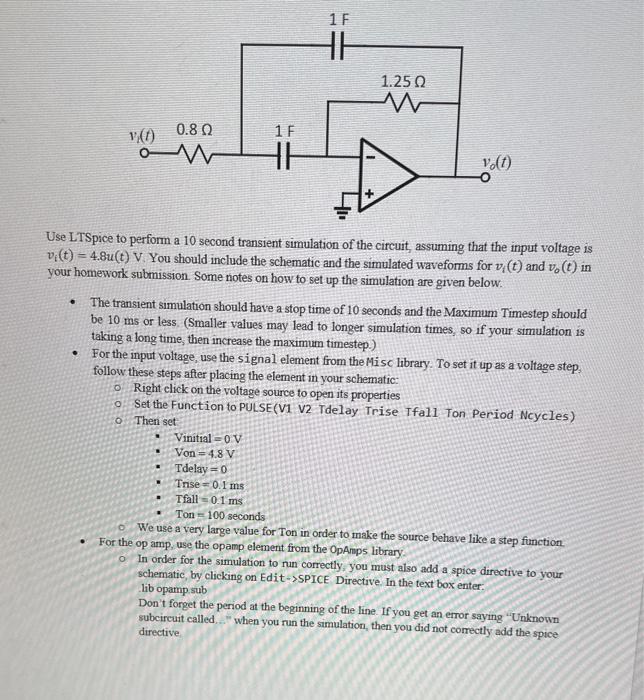 Solved Use LTSpice to perform a 10 second transient | Chegg.com