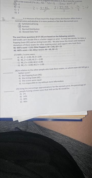 Solved vith a raw store of 27 . (A) −2 (8) −1 (e) 1 D) 2 | Chegg.com