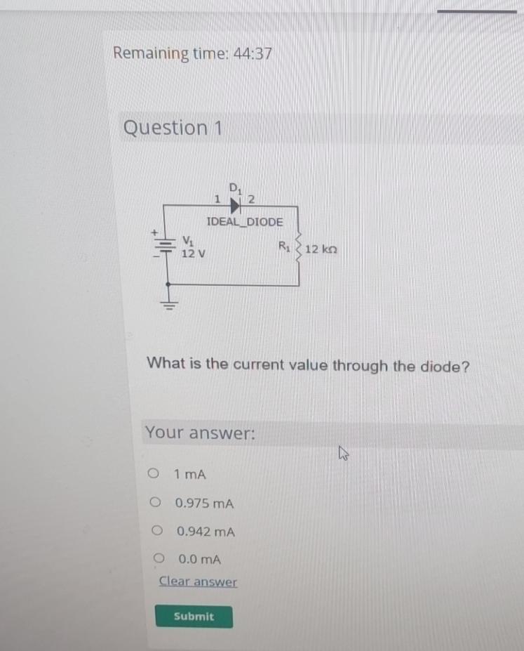 Solved Remaining time: 44:37\\nQuestion 1\\nWhat is the | Chegg.com