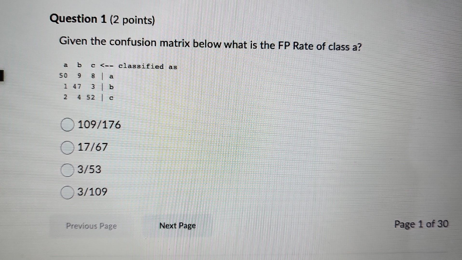 Solved Given the confusion matrix below what is the FP Rate | Chegg.com