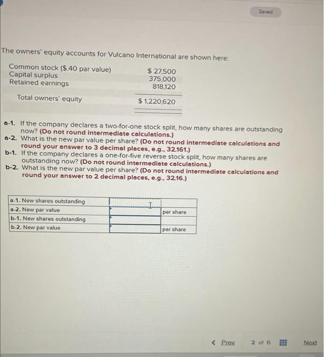 Solved The owners' equity accounts for Vulcano International | Chegg.com