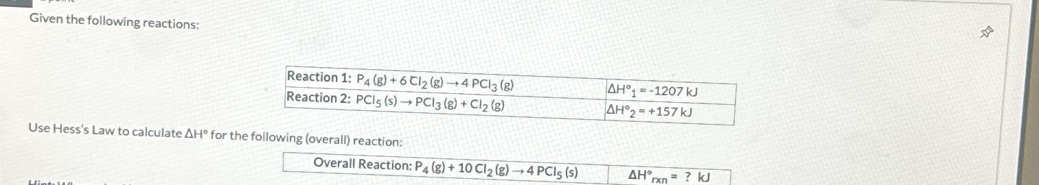 Solved Given the following reactions:\table[[Reaction 1: | Chegg.com