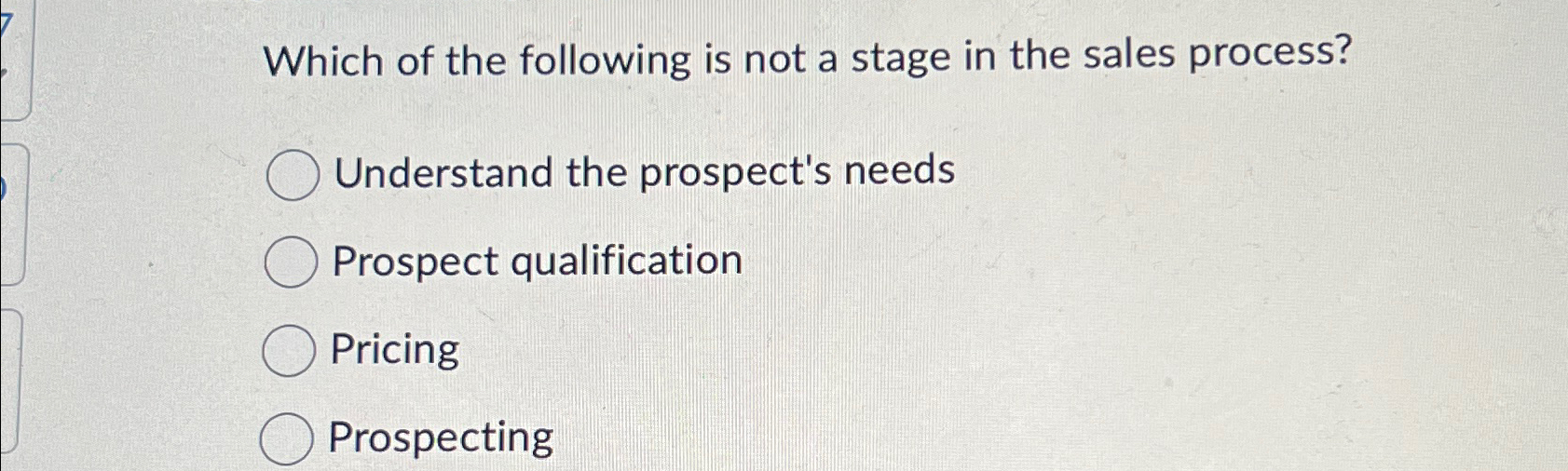 Solved Which of the following is not a stage in the sales | Chegg.com