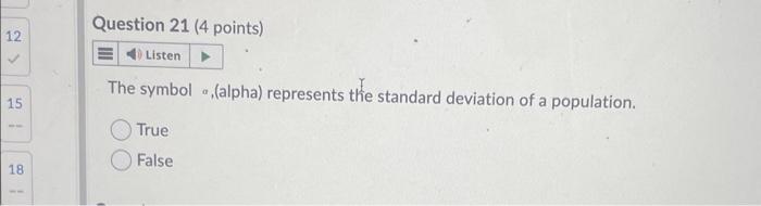 Solved The symbol a,(alpha) represents the standard | Chegg.com