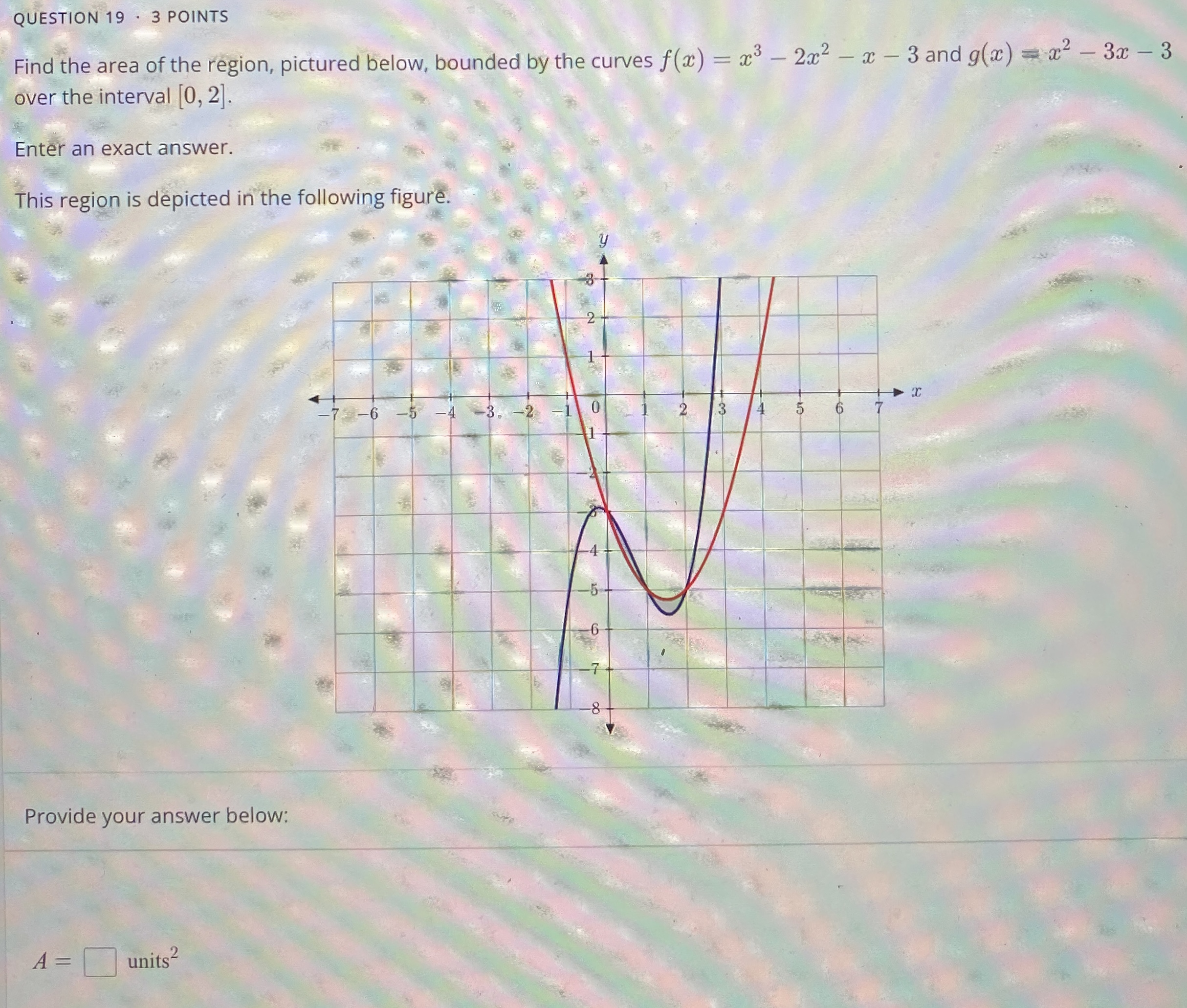 Solved QUESTION 19 • 3 ﻿POINTSFind the area of the region, | Chegg.com