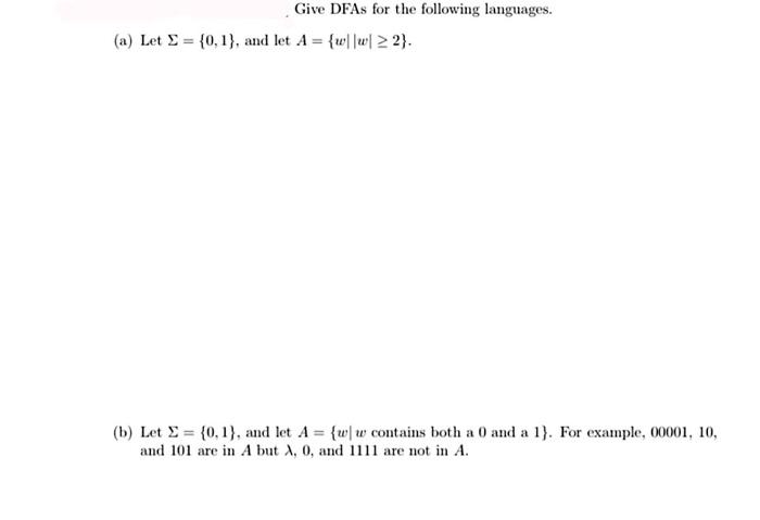 Solved Give DFAs for the following languages. (a) Let S = | Chegg.com