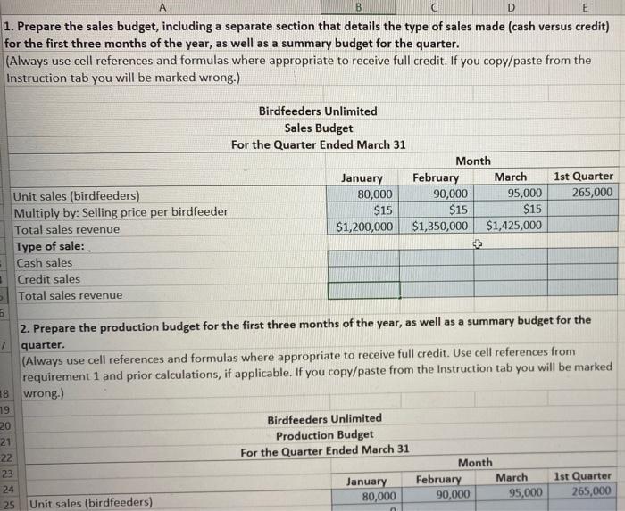 Solved 1. Prepare the sales budget, including a separate | Chegg.com
