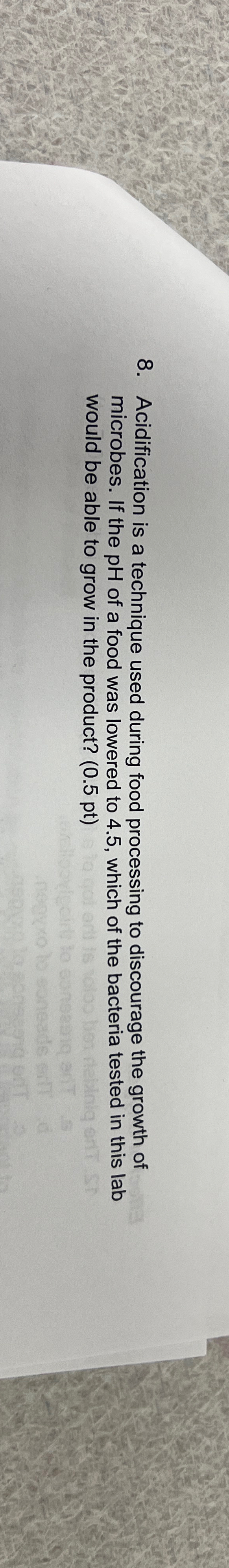 Solved Acidification is a technique used during food | Chegg.com
