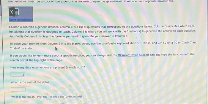 Solved the questions. Feel free to click on the Excel Online | Chegg.com