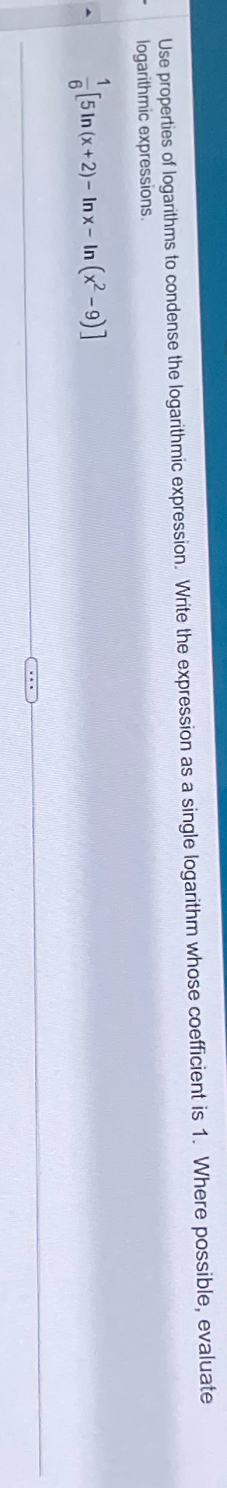 Solved Use properties of logarithms to condense the | Chegg.com