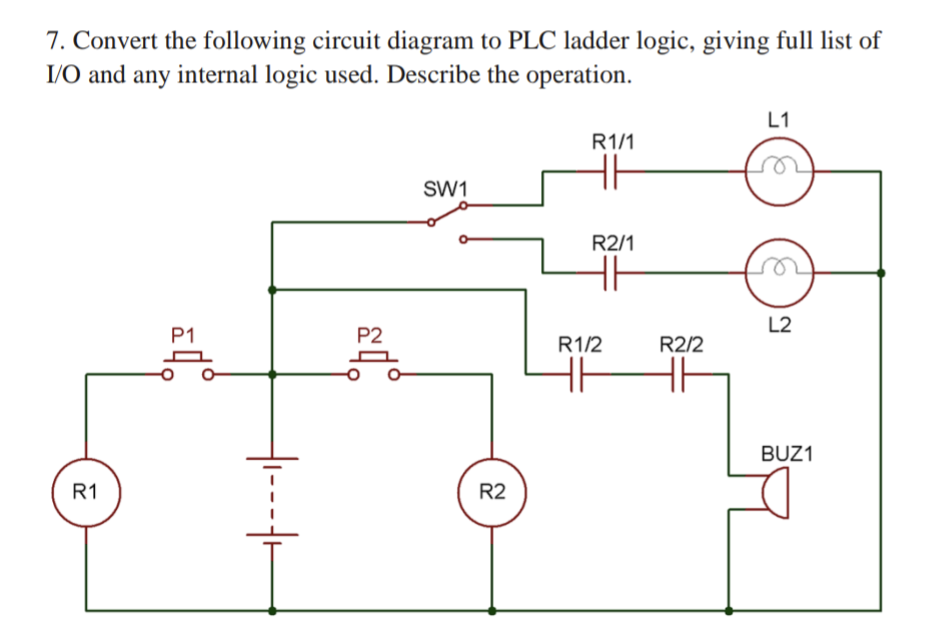 Solved Convert the following circuit diagram to PLC ladder | Chegg.com