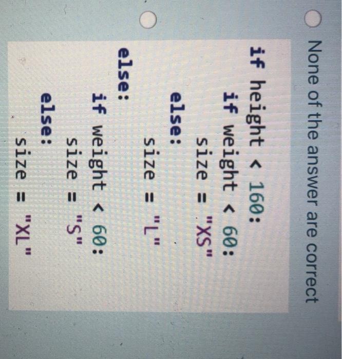 Solved Which Python Script Correctly Implements The Logic