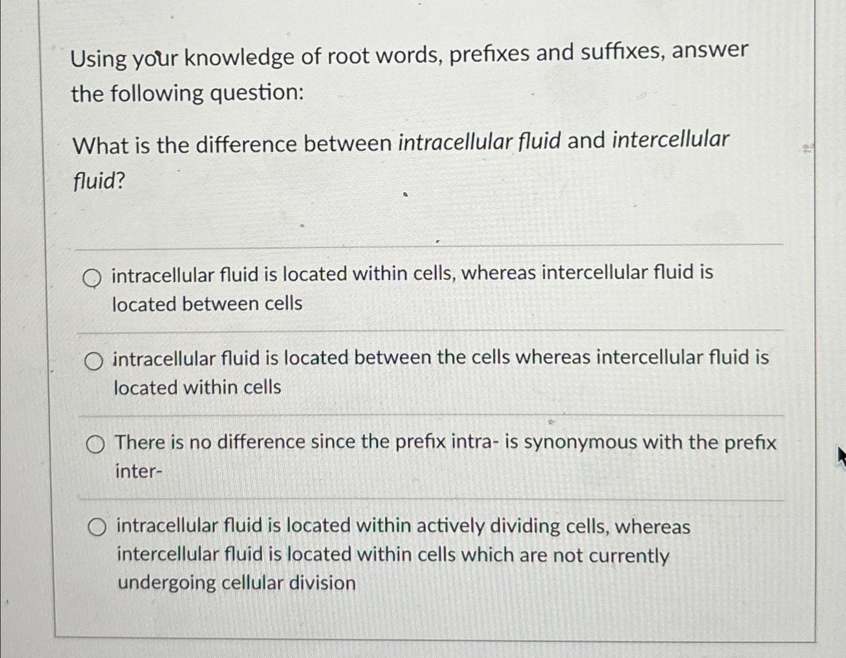 Solved Using your knowledge of root words, prefixes and | Chegg.com