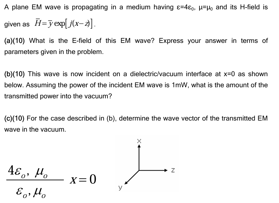 Solved A plane EM wave is propagating in a medium having | Chegg.com
