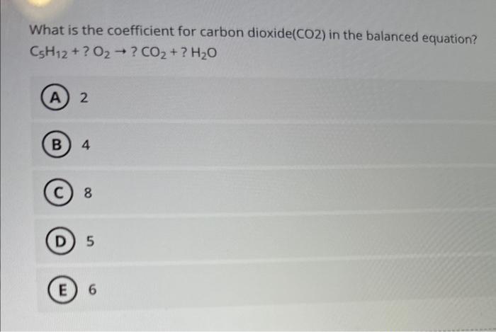 Solved What is the coefficient for carbon dioxide( CO2) in | Chegg.com
