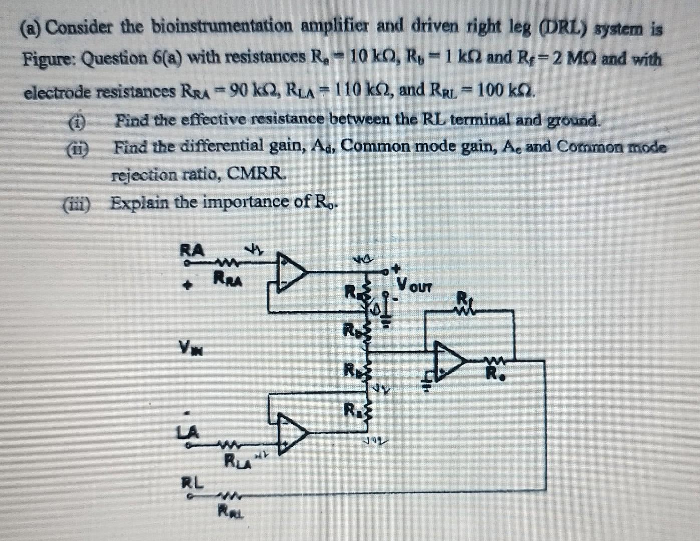 (a) Consider the bioinstrumentation amplifier and | Chegg.com
