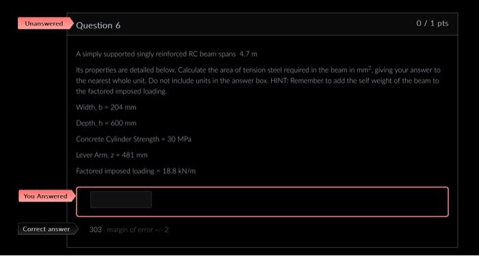 Solved A simply supported singly reinforced RC beam 5 pans | Chegg.com