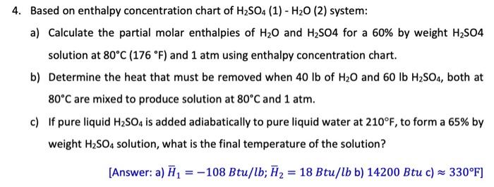 Solved 4. Based on enthalpy concentration chart of | Chegg.com