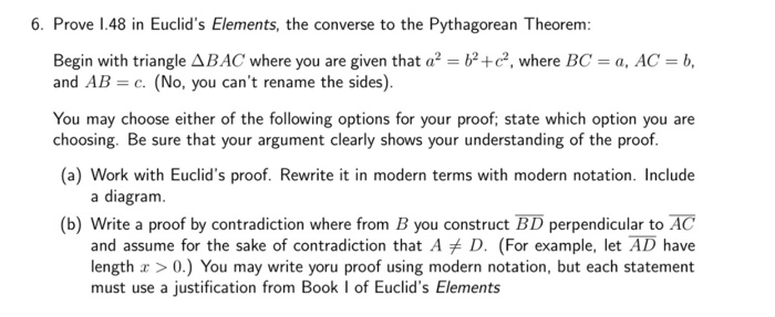 Solved 6. Prove I.48 in Euclid's Elements, the converse to | Chegg.com