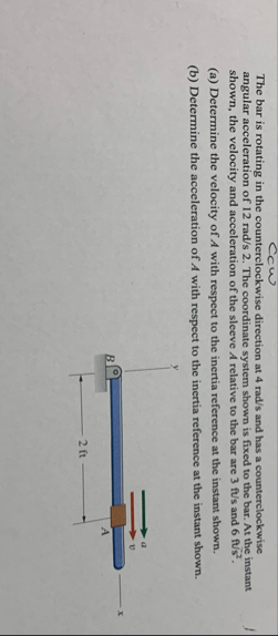 Solved The bar is rotating in the counterclockwise direction | Chegg.com