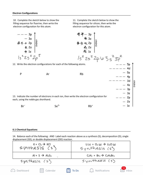 Solved Electron Configurations 10. Complete the sketch below | Chegg.com