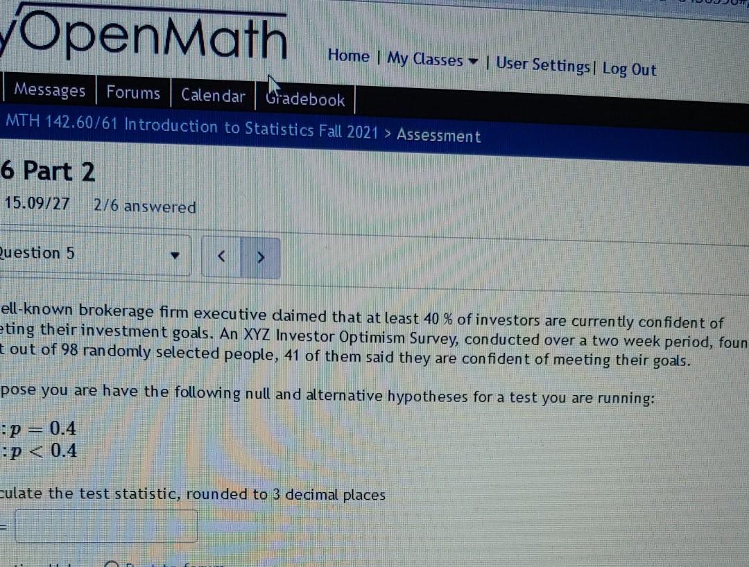 Solved OpenMath Home | My Classes | User Settings | Log Out | Chegg.com