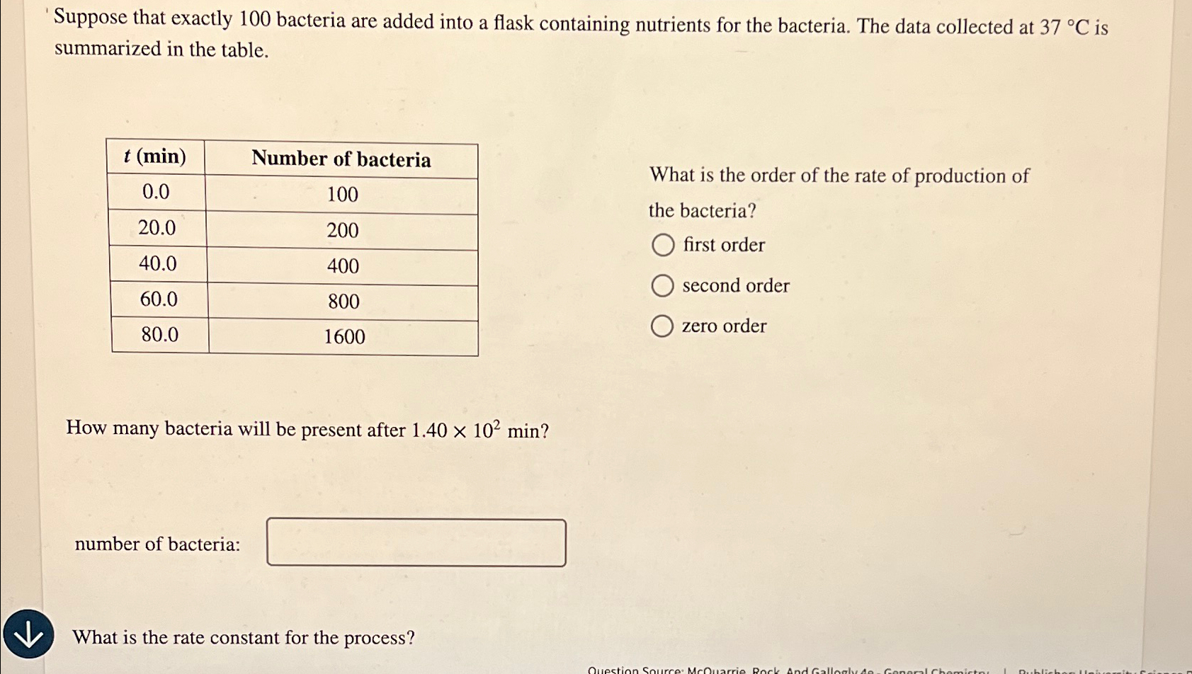 Suppose that exactly 100 ﻿bacteria are added into a | Chegg.com