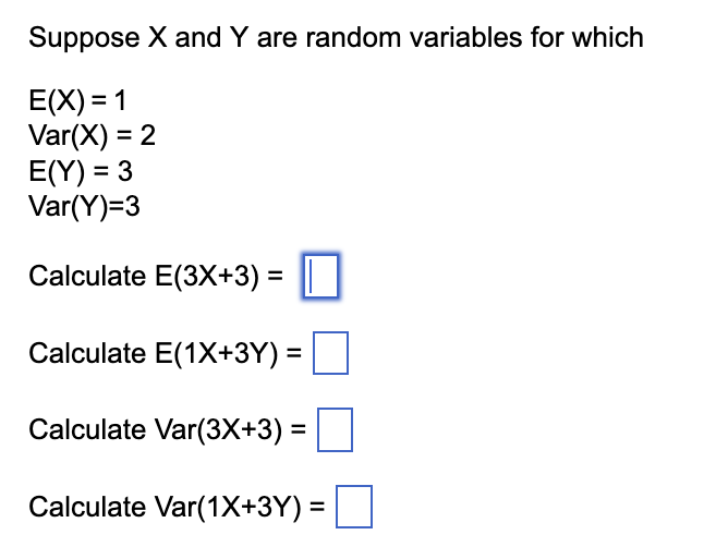 Solved Suppose x ﻿and Y ﻿are random variables for | Chegg.com