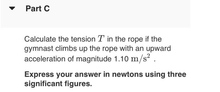 Solved A gymnast of mass 69.0 kg hangs from a vertical rope | Chegg.com