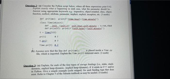 Solved Question 2: (a) Consider the Python script below, | Chegg.com