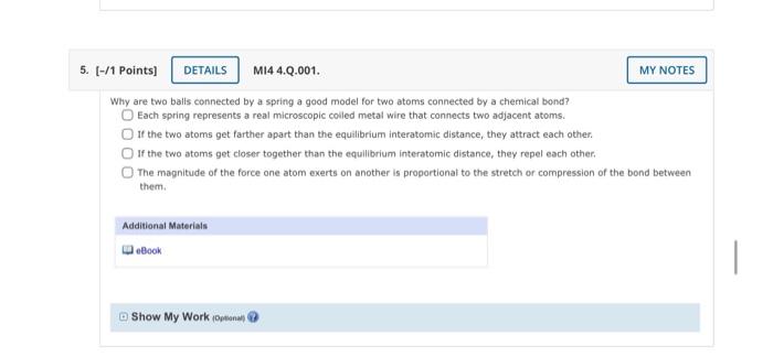 Solved Why are two balls connected by a spring a good model | Chegg.com